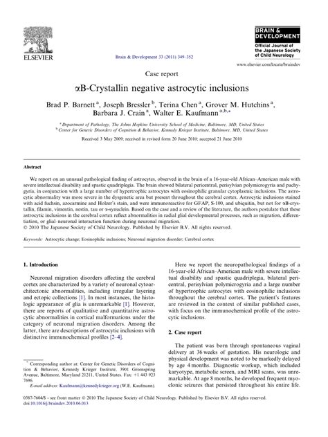 Pdf αb Crystallin Negative Astrocytic Inclusions