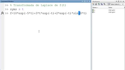Transformada Laplace Con Matlab Youtube