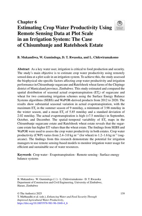 Pdf Estimating Crop Water Productivity Using Remote Sensing Data At Plot Scale In An