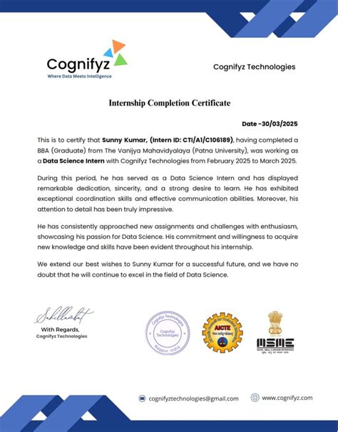 Datascience Internshipexperience Cognifyztechnologies Sunny Kumar