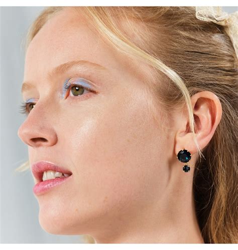 레네레이드오션 블루 디아망틴 2 라운드 스톤 포스트 이어링롯데백화점 티몬