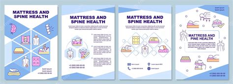 매트리스 및 척추 건강 브로셔 템플릿입니다 허리 통증 완화 전단지 소책자 전단지 인쇄 선형 아이콘이 있는 표지 디자인