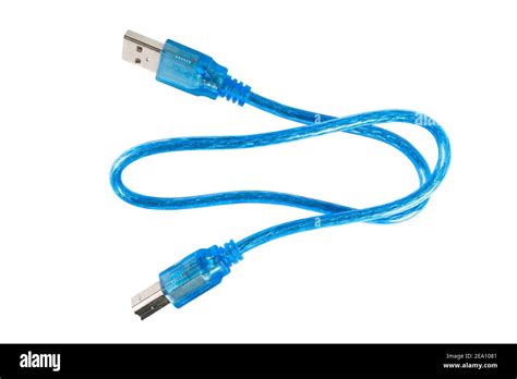 Close Up Blue Usb Cable Plug Isolated On White Background Usb Data And Power Cable Isolated On
