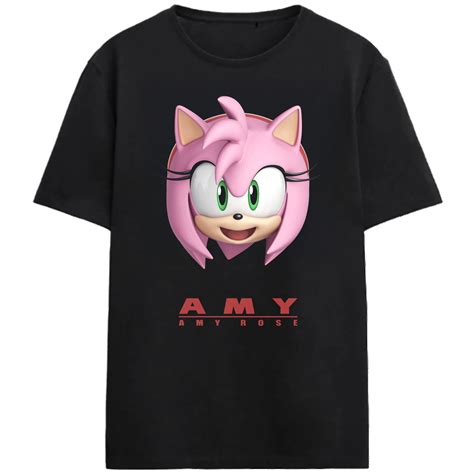 Sonic The Hedgehog Simply Amy Rose Adult Black Crew Neck Short Sleeve T