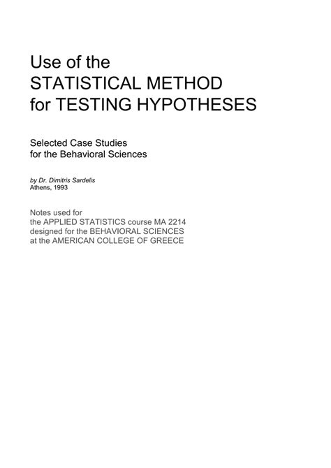 pdf use of the statistical method for testing hypotheses