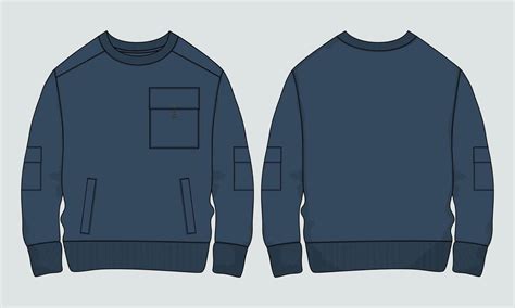 Long Sleeve Jacket With Pocket And Zipper Technical Fashion Flat Sketch