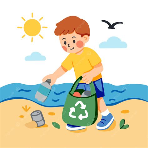 Beach Cleanup For Environment Day Environment Day Beach Cartoon Png