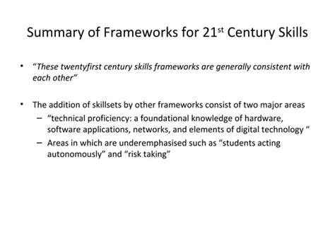 Final Presentation Comparing Frameworks For 21st Century Skills Ppt