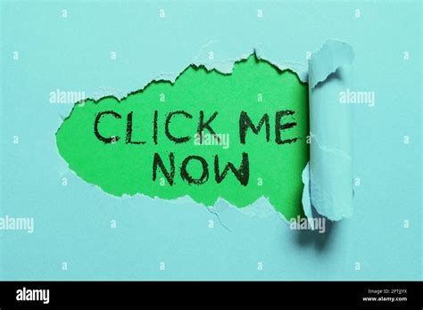 Hand Writing Sign Click Me Now Business Showcase Internet Helping Desk Press The Button Online