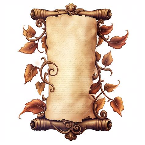 premium ai image scroll with leaves and scrolls on a white background