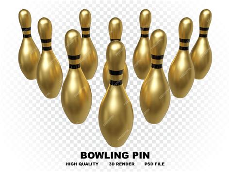 Premium Psd Collection Of 3d Golden Bowling Pins With Black Stripes