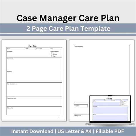 Care Plan Template Case Manager Social Worker Therapy Resource School Counselors Therapy