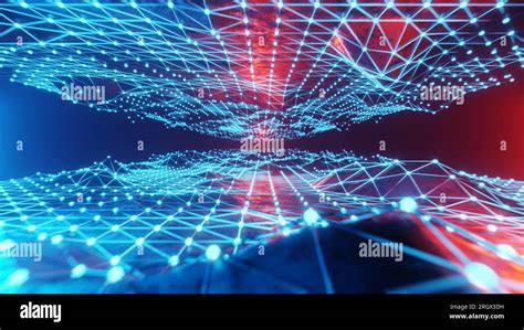Sci Fi Endless Tunnel Flight In Space Between Two Planes Neon Colors