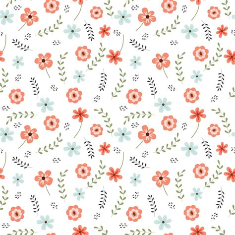 Premium Vector Seamless Pattern Of Cute Little Florals In A Cartoon