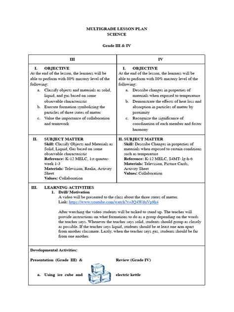 Multigrade Lesson Plan Pdf