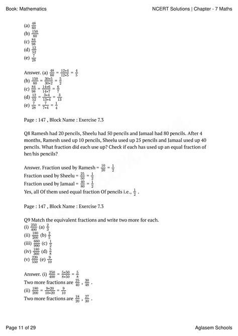 Ncert Solutions 2025 Class 6 Maths Chapter 7 Fractions Question Answer Pdf Aglasem