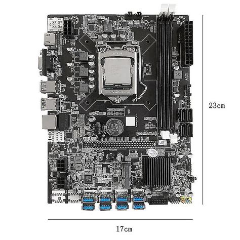 8 Gpu B75 Mining Motherboard With Cpu 4g Ddr3 Ram 120g Ssd Switch Cable Sata Cable 8 Usb3 0