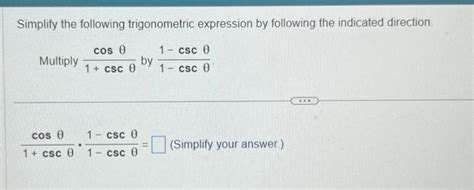 Simplify The Following Trigonometric Expression By