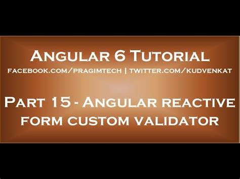 Angular Reactive Form Custom Validator YouTube