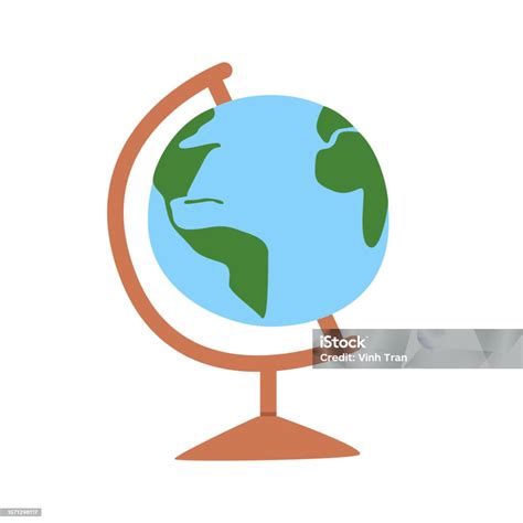 학교 글로브 클립 아트입니다 간단한 지구 평면 벡터 일러스트레이션 클립 아트 만화 스타일 손으로 그린 낙서 교사 학생 교실