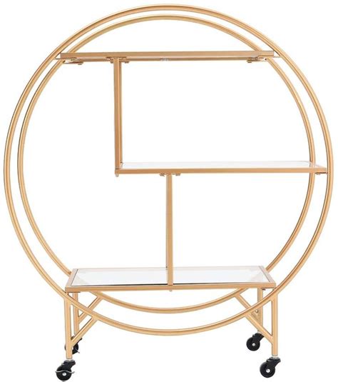 Elegant Golden Storage Trolley With Glass Shelves