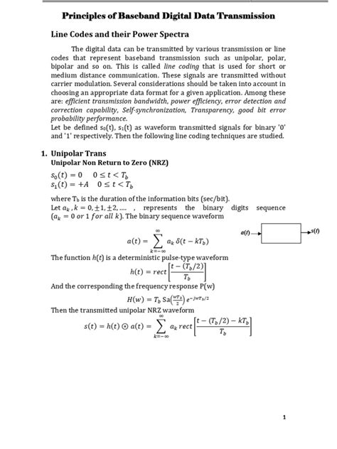 Baseband Digital Data Transmission Pdf Bandwidth Signal Processing Computer Data