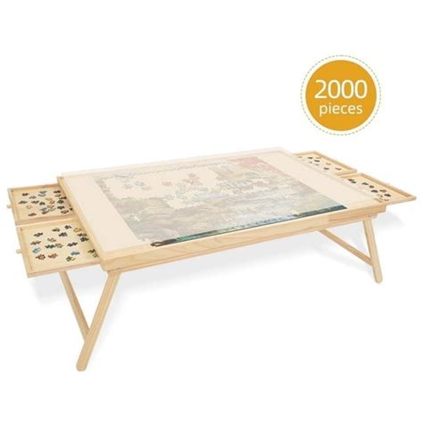 Foldable Wooden Jigsaw Puzzle Table 2000 Pieces With 4 Drawers And Cover