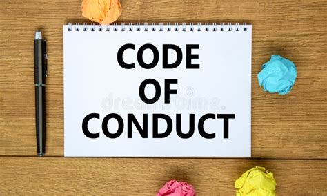 Code Of Conduct Symbol Words `code Of Conduct` On Beautiful Wooden Table Colored Paper Black