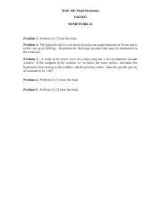 Fluid Mechanics Homework Hydraulic Lift Hydrostatic Force And Course Hero