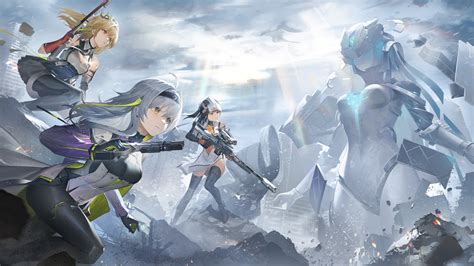 Wallpaper Anime Girls Gun Girls With Guns Sky Clouds Debris