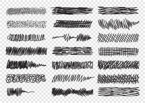 Set Of Unique Hand Drawn Strokes Doodle Graphic Strokes For Texture