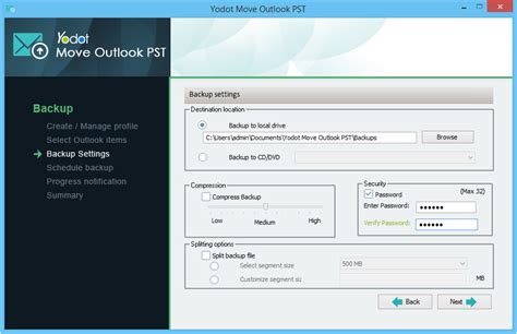 transfer outlook files to another drive on same computer