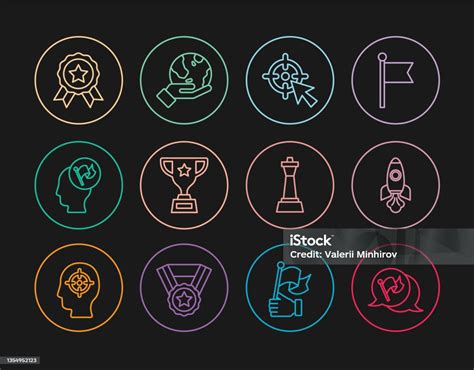 세트 라인 플래그 로켓 선박 대상 수상 컵 손 들고 플래그 메달 체스와 지구 지구 아이콘 벡터 3위에 대한 스톡 벡터 아트 및 기타 이미지 Istock