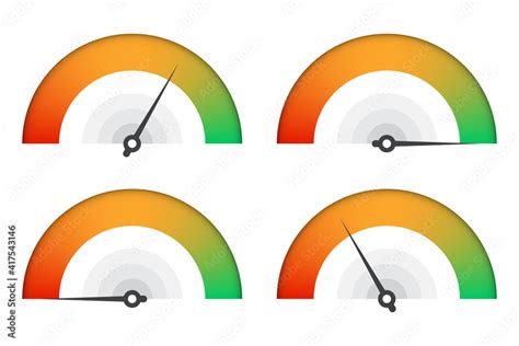 Set Of Customer Satisfaction Meter Speedometer Scale Collection Vector Illustration Stock