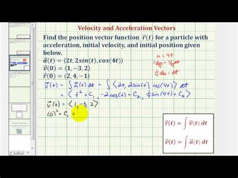 Ex Find The Velocity And Position Vector Functions Given The Acceleration Vector Function