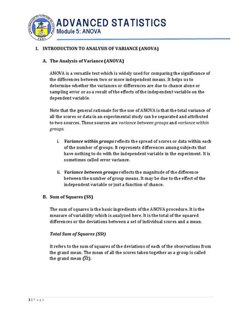 Module 5 Anova Pdf F Test Analysis Of Variance