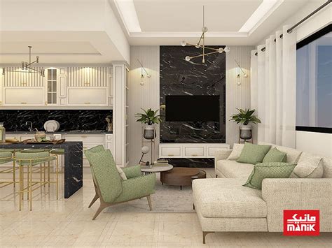 طراحی دکوراسیون پذیرایی و هال، از طراحی تا اجرا در مانیک