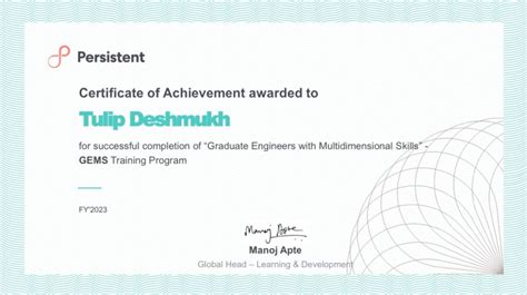 Persistentsystems Tulip Deshmukh