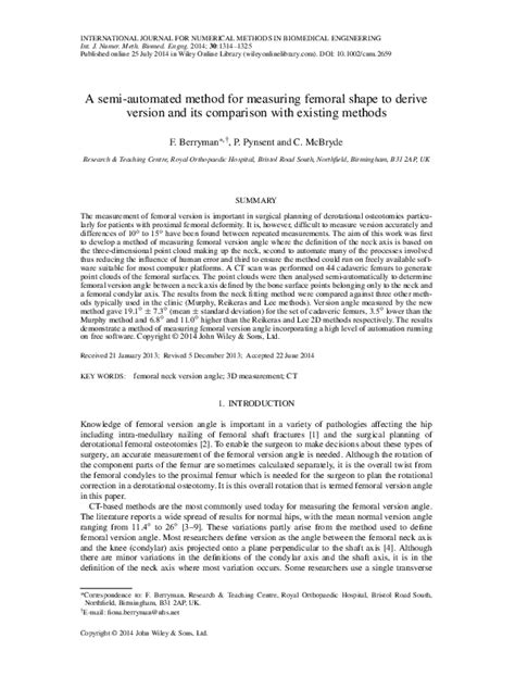 Pdf A Semi Automated Method For Measuring Femoral Shape To Derive