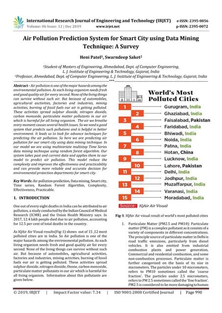 irjet air pollution prediction system for smart city using data mining