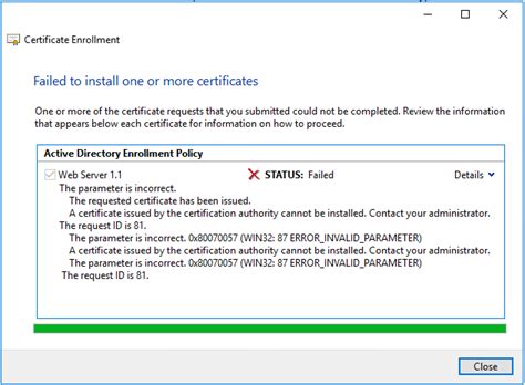 Certificate Enrollment Fails After Working All Morning Server Fault
