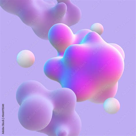 3d Abstract Nanoparticles On Purple Background Concept Of