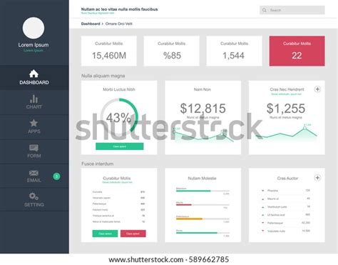 Dashboard User Admin Panel Template Design Stock Vector Royalty Free 589662785 Shutterstock