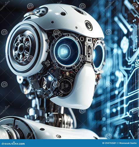 3d Rendering Robot With Circuit Board In The Background Stock