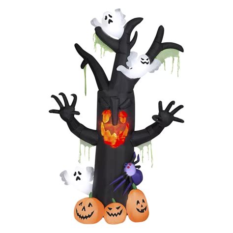 Gemmy 10′ Animated Airblown Inflatable Haunted Tree And Ghosts With