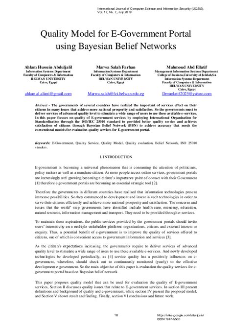 pdf quality model for e government portal using bayesian belief networks