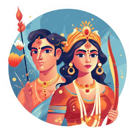 Rama And Sita Icon For The Diwali Premium Ai Generated Image