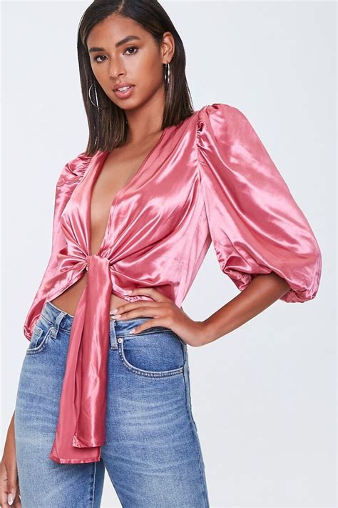 Satin Tie Front Top Forever 21 Satin Tie Front Top Forever21 Tops
