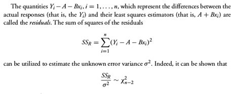 Statistics How Is The Sum Of Squares Of Residuals Divided By Variance