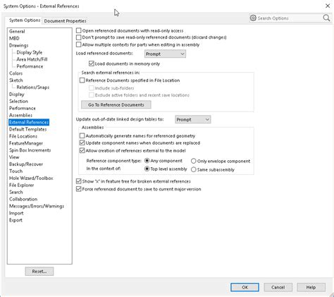 System Options Externalreferences 2020 Solidworks Api Help